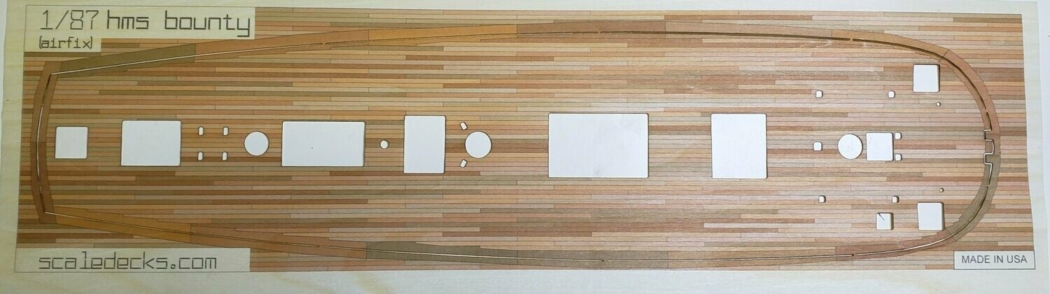 Wood Deck for 1/87 HMS Bounty (fits Airfix kit)