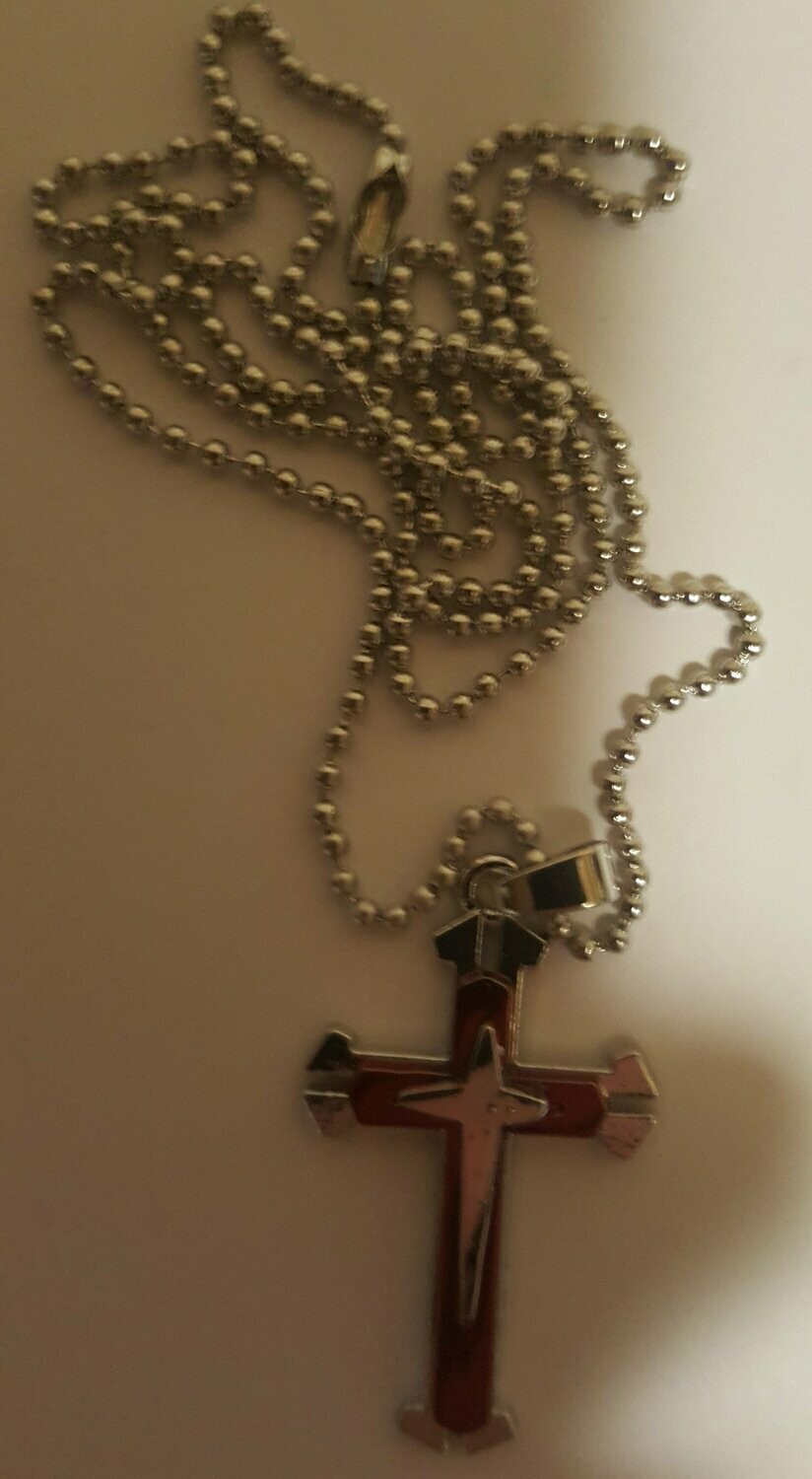 Christian Cross Necklace - Red