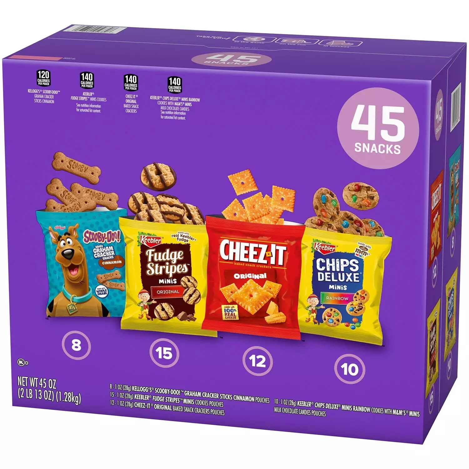 Keebler Snacking Assortment Variety Box 45ct (12 Cheez-it, 10 Chips ...