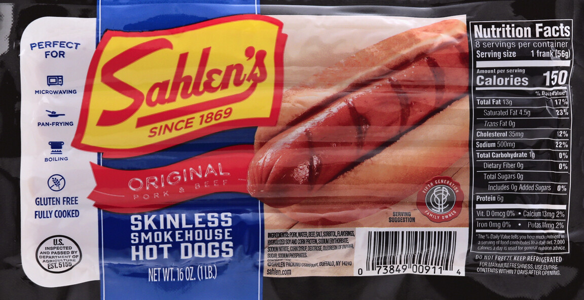 Hot Dogs - Sahlen's Original Smokehouse 6ct