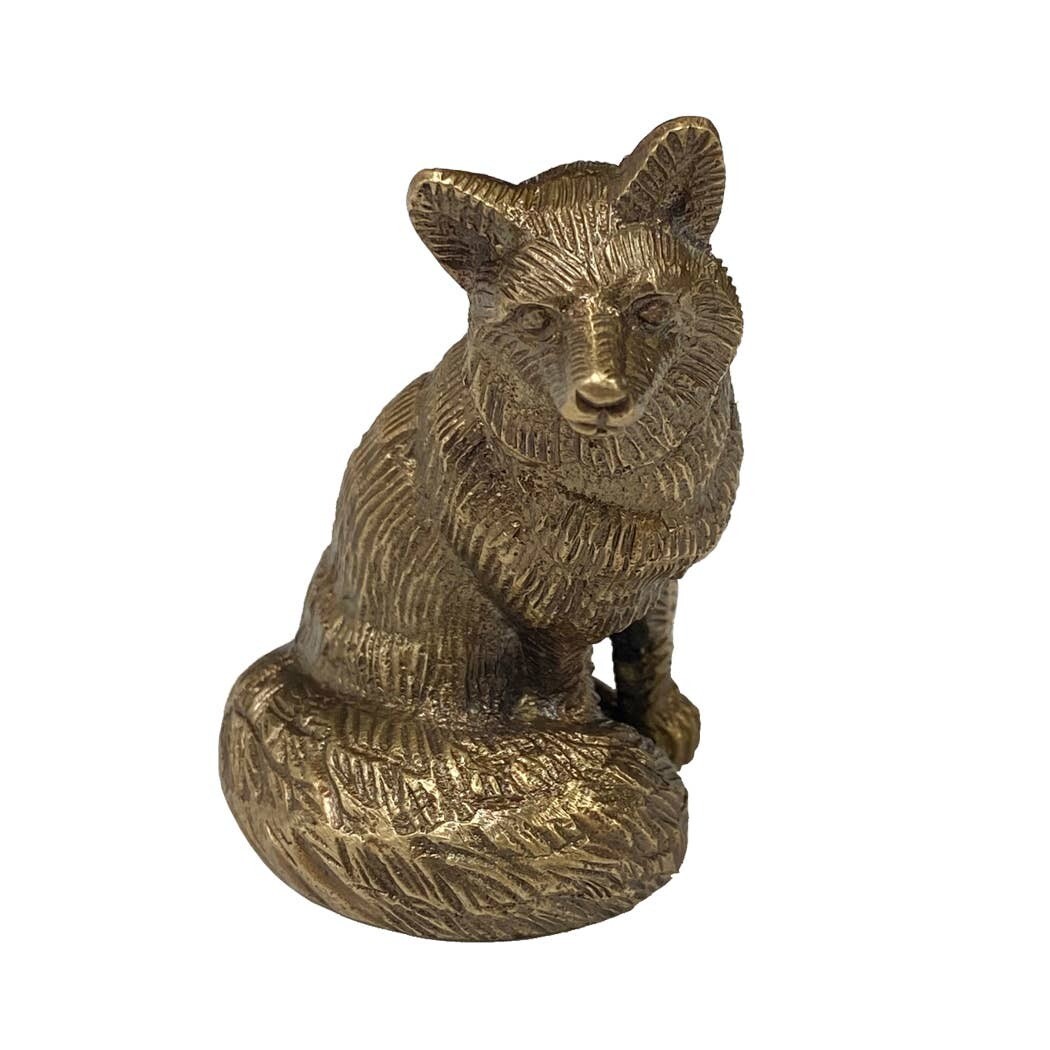 2-1/2" Antiqued Brass Sitting Fox Tabletop Decor