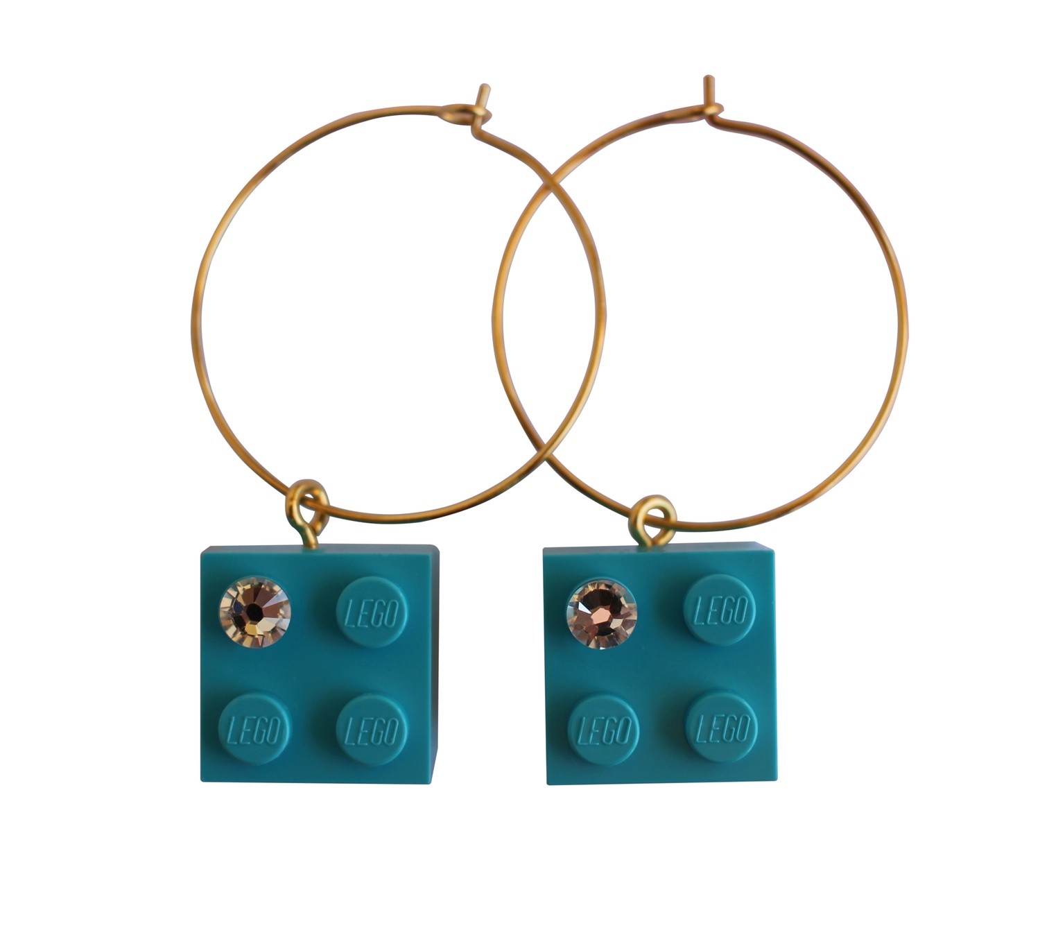 Turquoise Blue LEGO® brick 2x2 with a ‘Diamond’ color SWAROVSKI ...