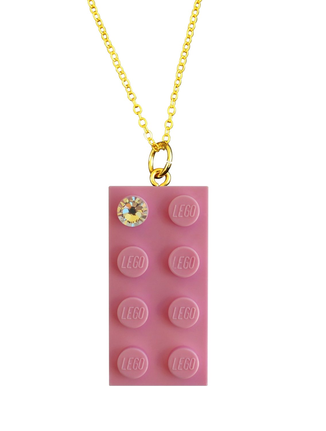 Light Pink LEGO® brick 2x4 with a ‘Diamond’ color SWAROVSKI® crystal on ...