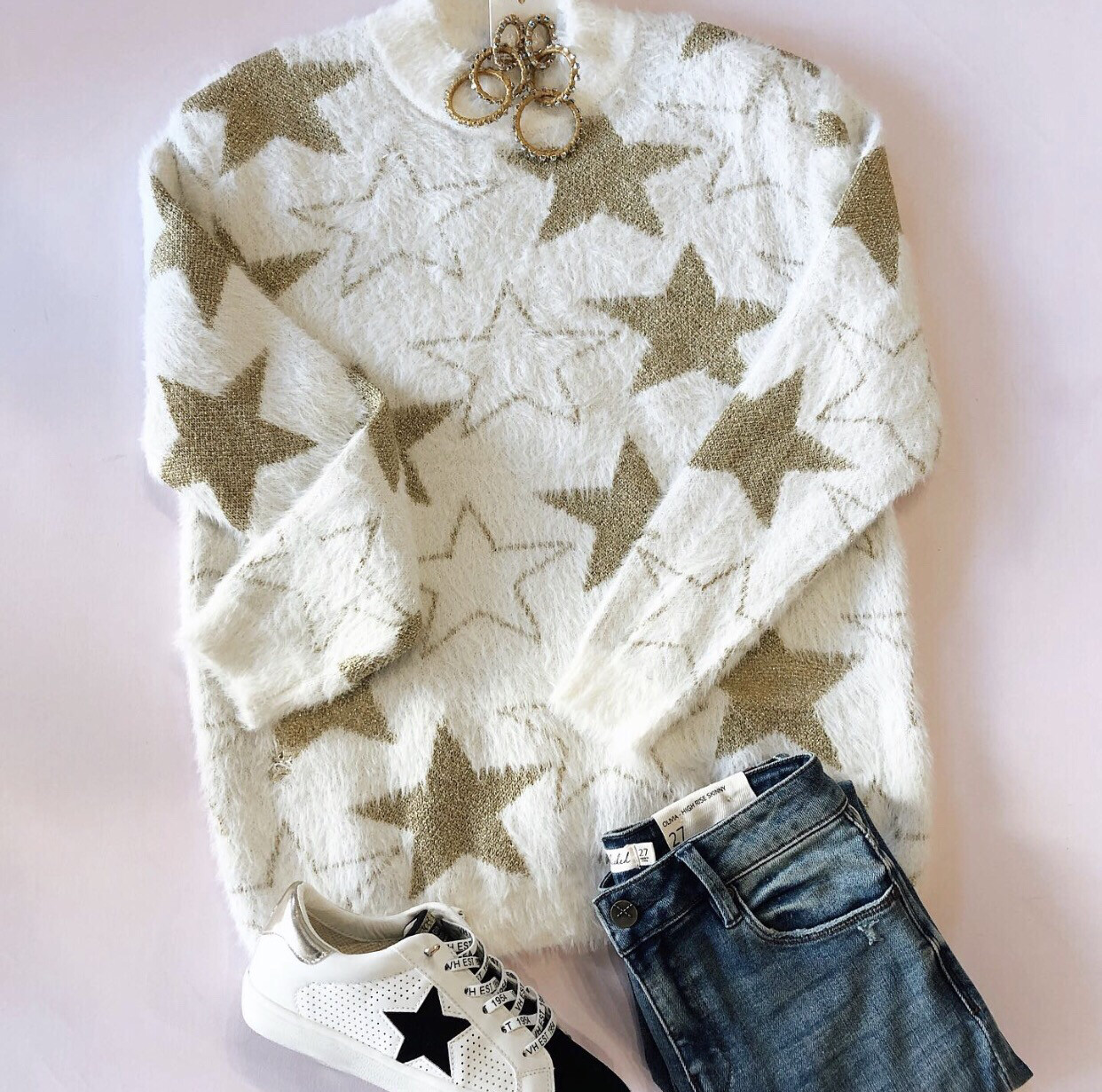 Metallic Star Sweater