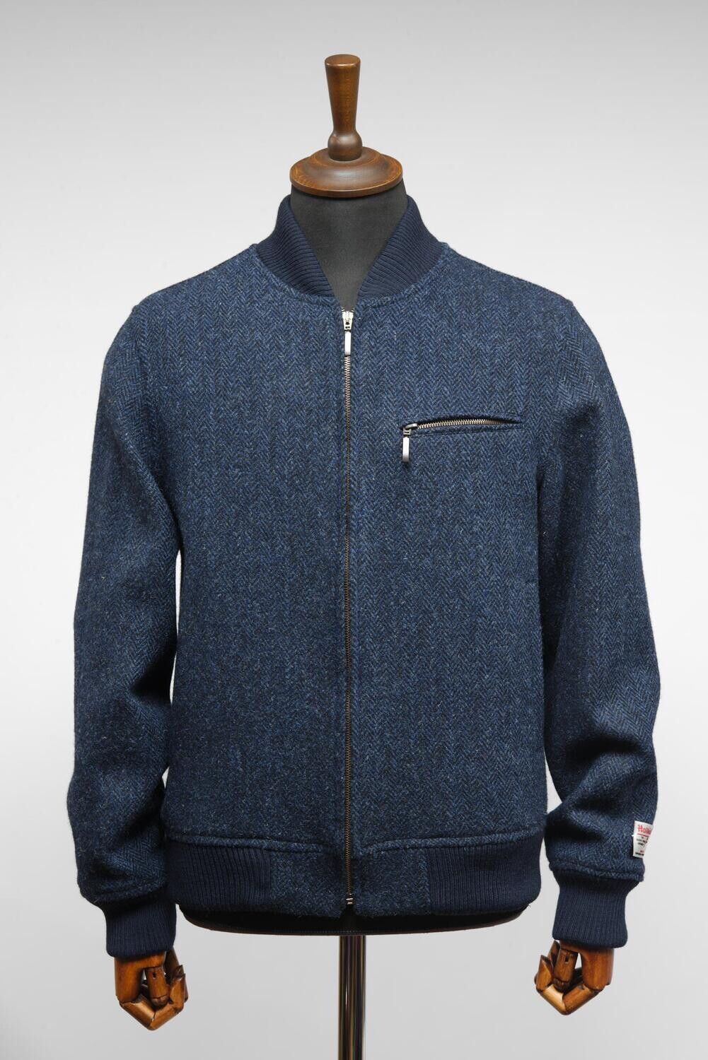 Harris Tweed Joe Baseball Jacket | Navy Herringbone – Harris Tweed Joe ...