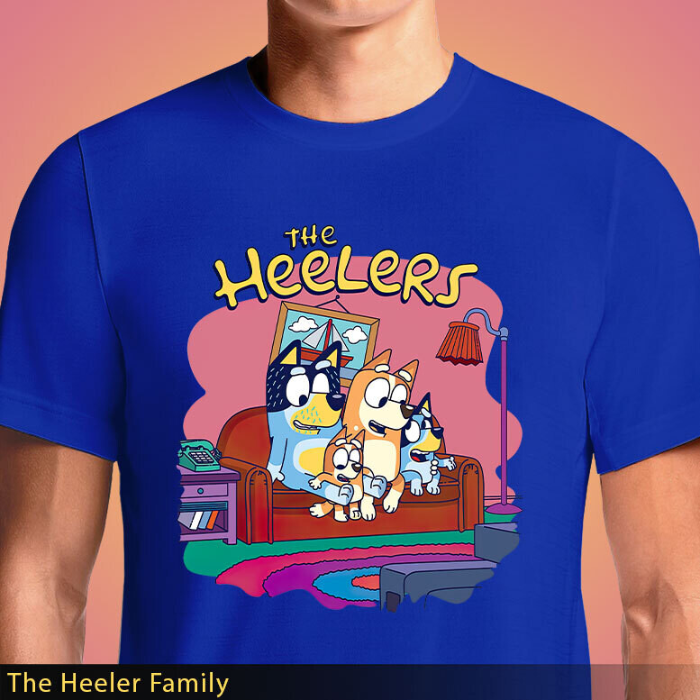 The Heeler Family T-shirt | Bluey meets The Simpsons Mashup OSOM.in