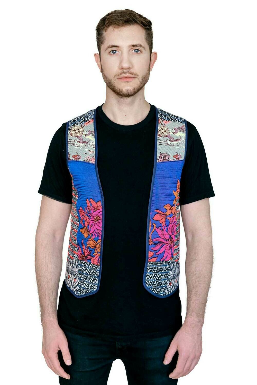 YAKAYA Herren Patchwork Weste "Siddhi" geometrisches Muster - jedes ...