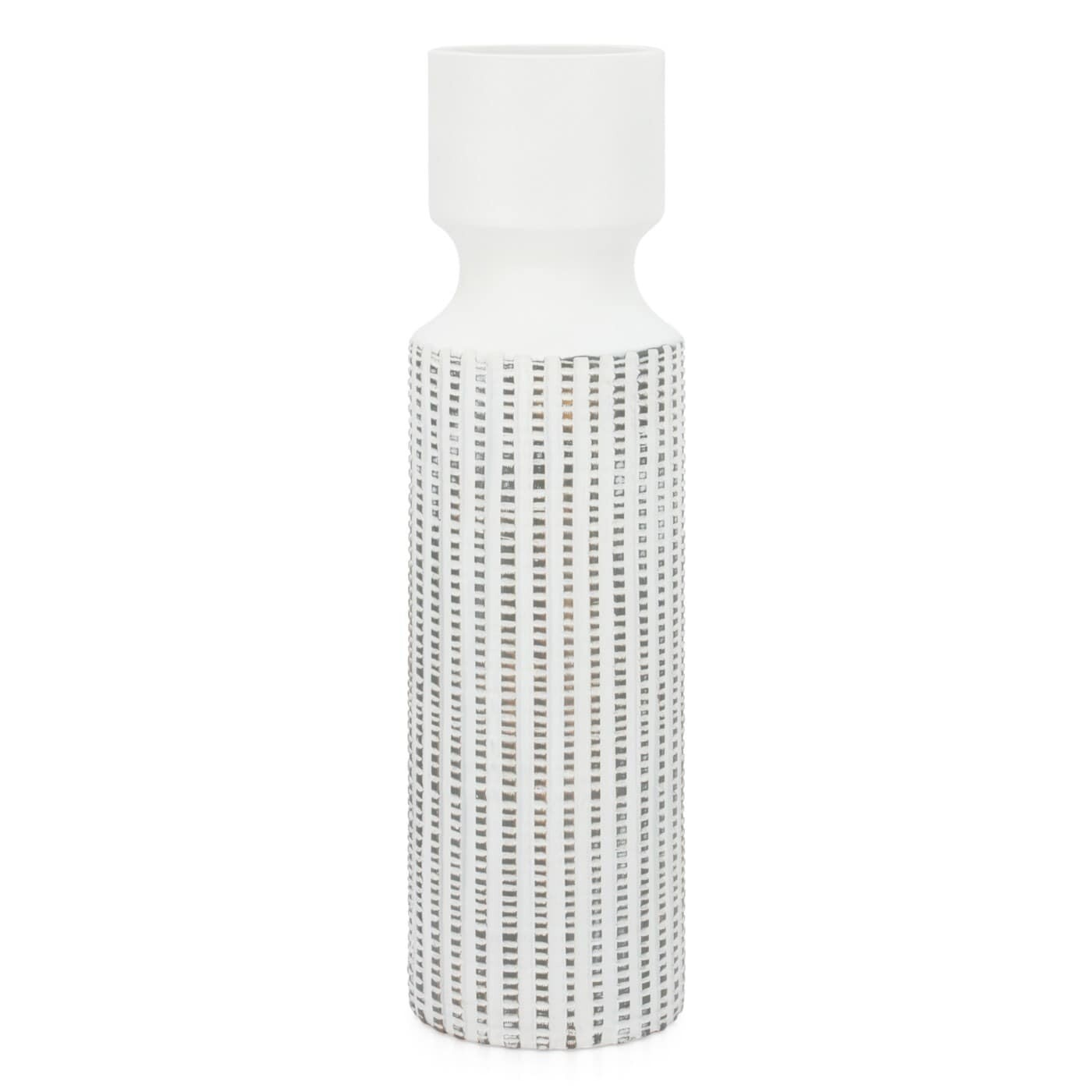 Manna Textured Resin 17.5h" Cylinder Vase - White