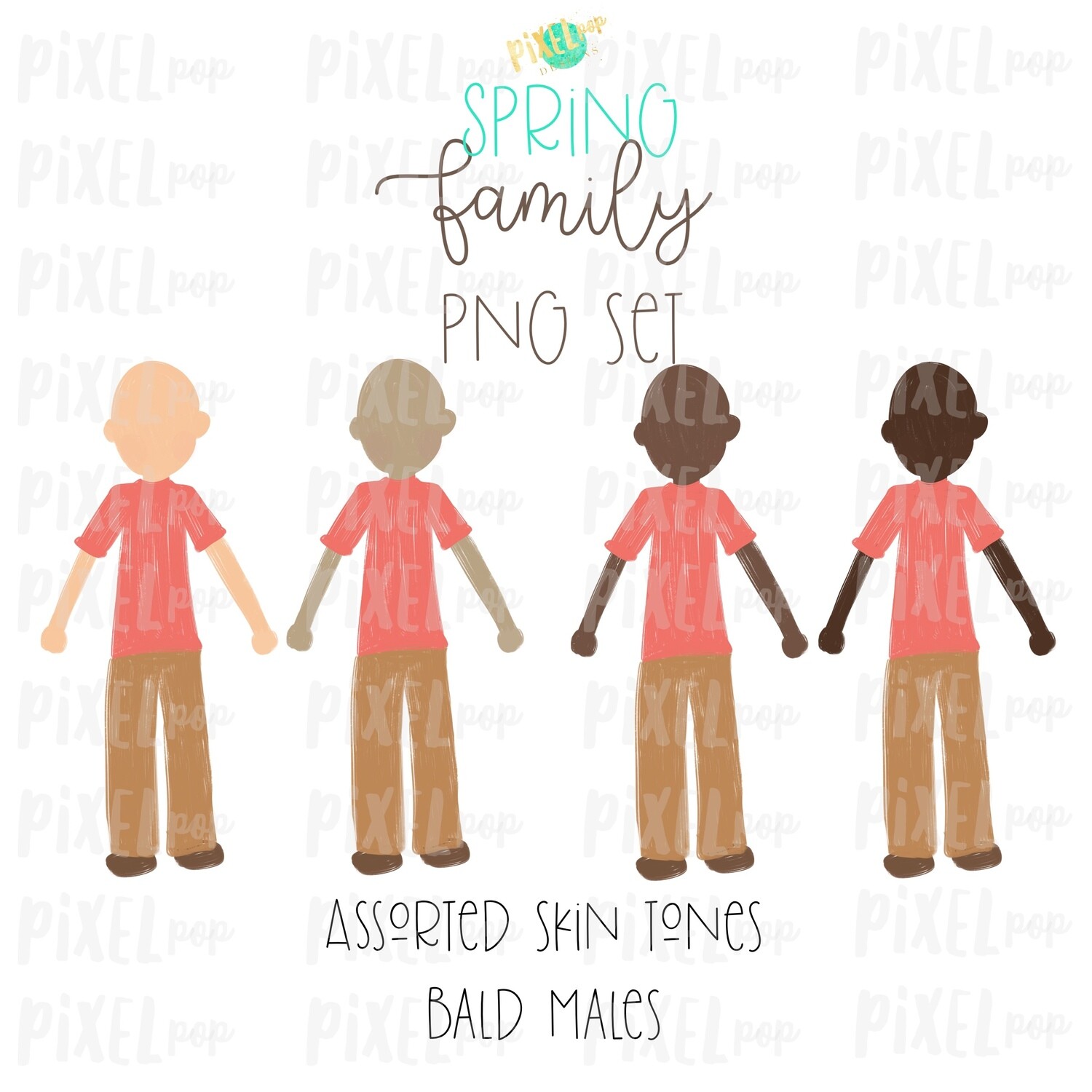 Assorted SPRING Bald Males Stick People Figure Family Members Set PNG ...