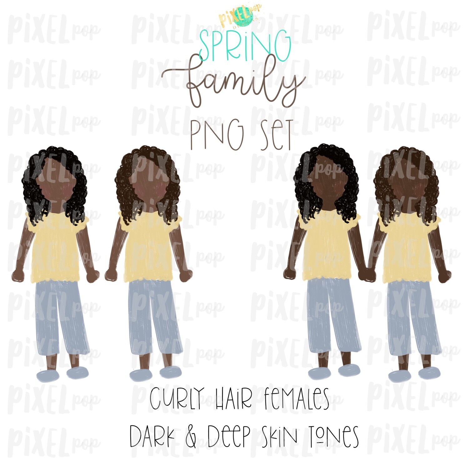 SPRING Curly Haired Females (Female E) Dark & Deep Skin Tones Stick ...