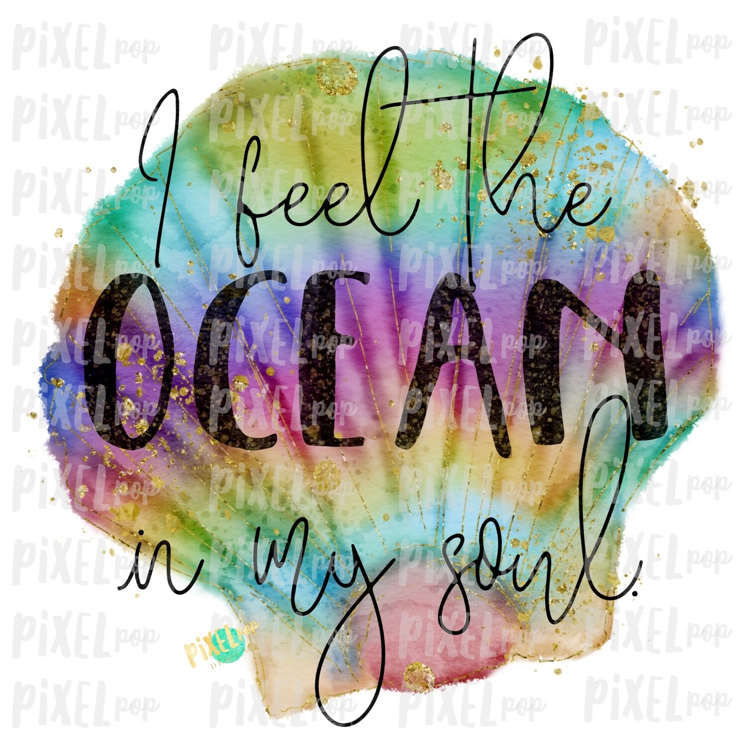 I Feel the Ocean in My Soul Shell Sublimation Art | School PNG| Hand ...