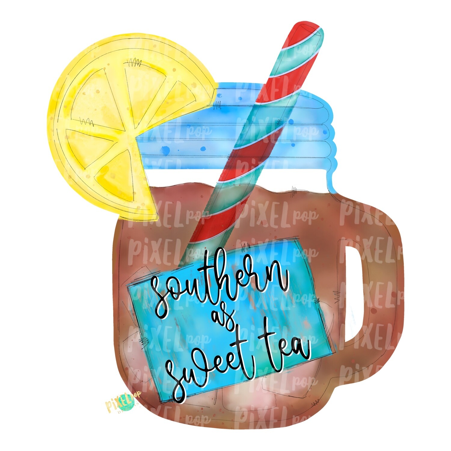 Southern as Sweet Tea Watercolor PNG | Sublimation | Print and Press ...
