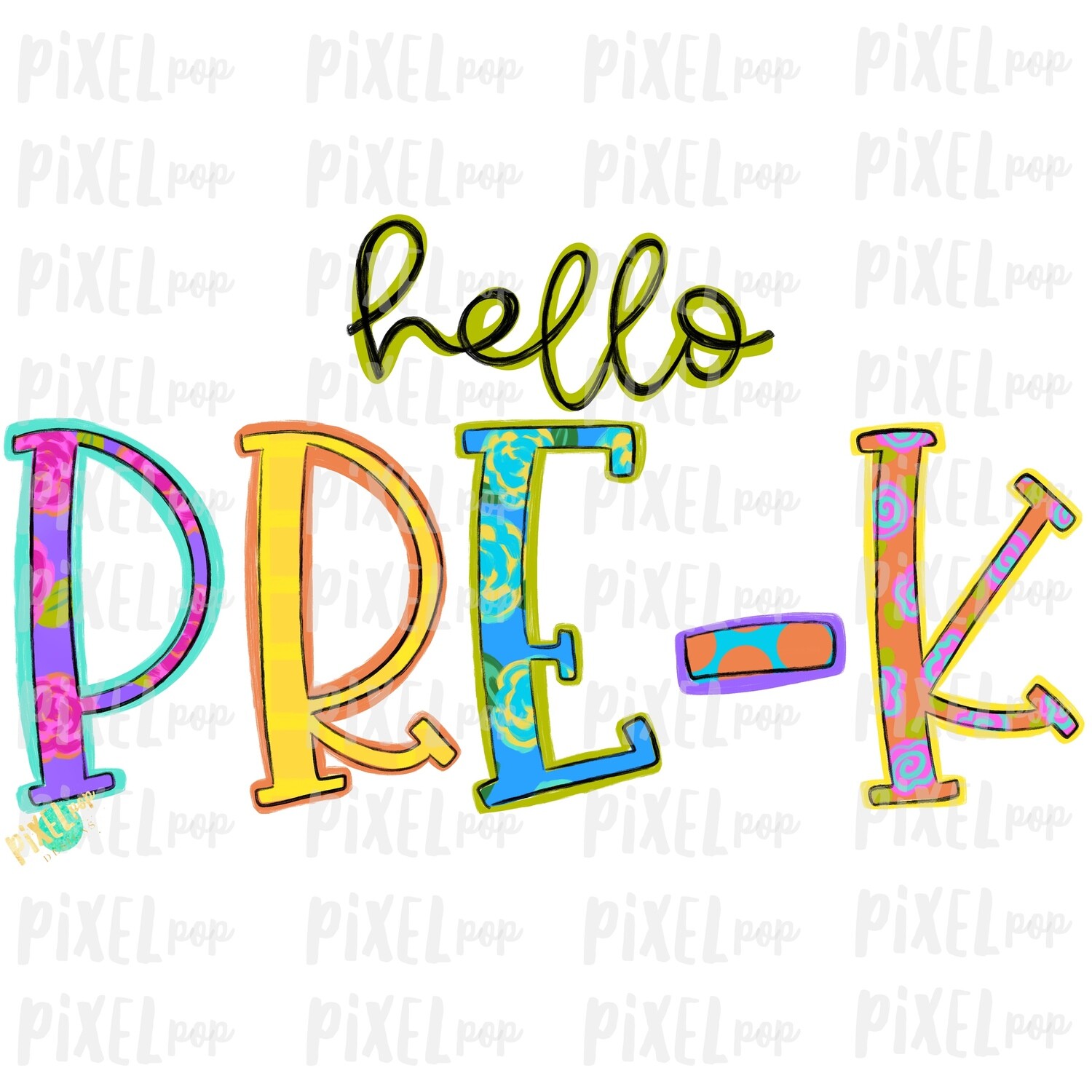 Hello Pre-K Bright PNG Design | School Design | Sublimation | Digital ...