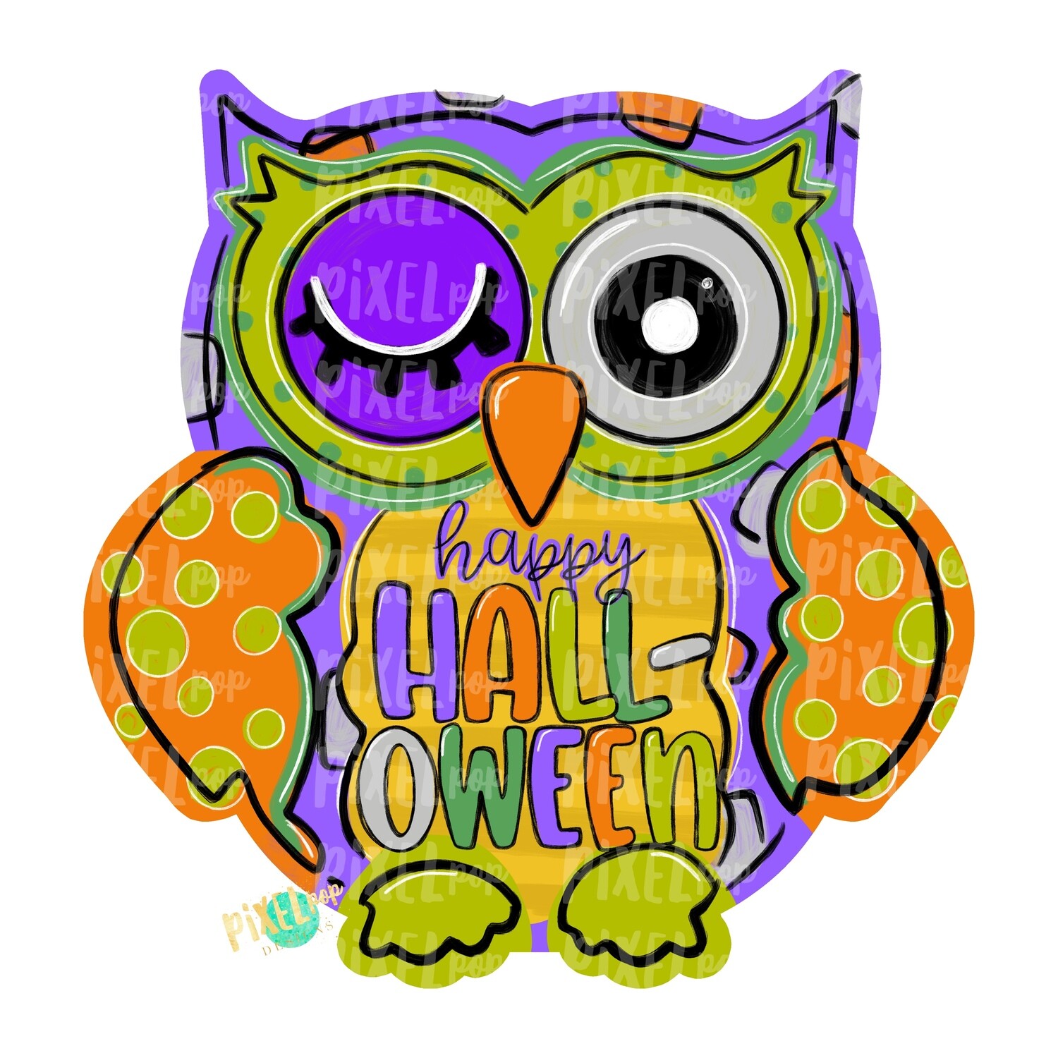 Happy Halloween Owl PNG | Owl Sublimation | Owl Design | Hand Painted ...