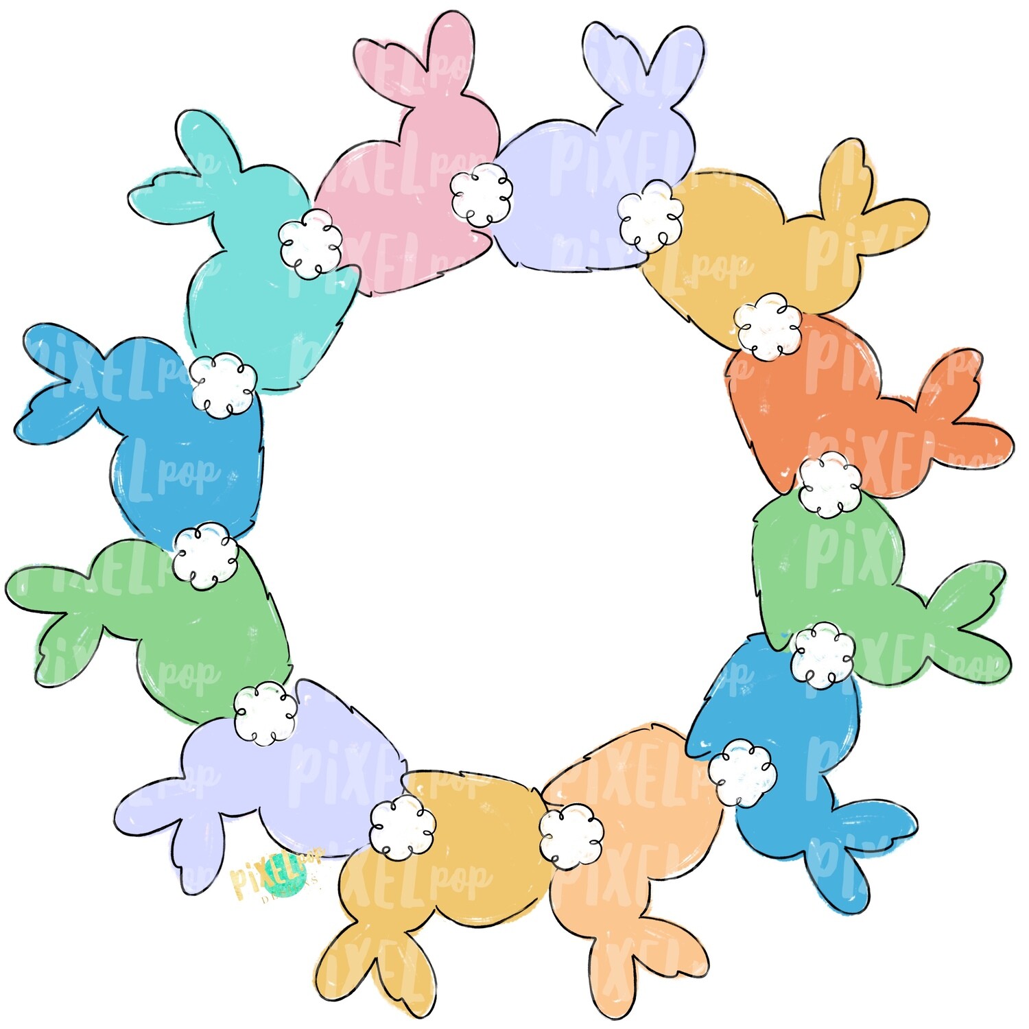 Bunnies in Circle Wreath PNG | Easter Bunny | Easter | Rabbit | Hop ...