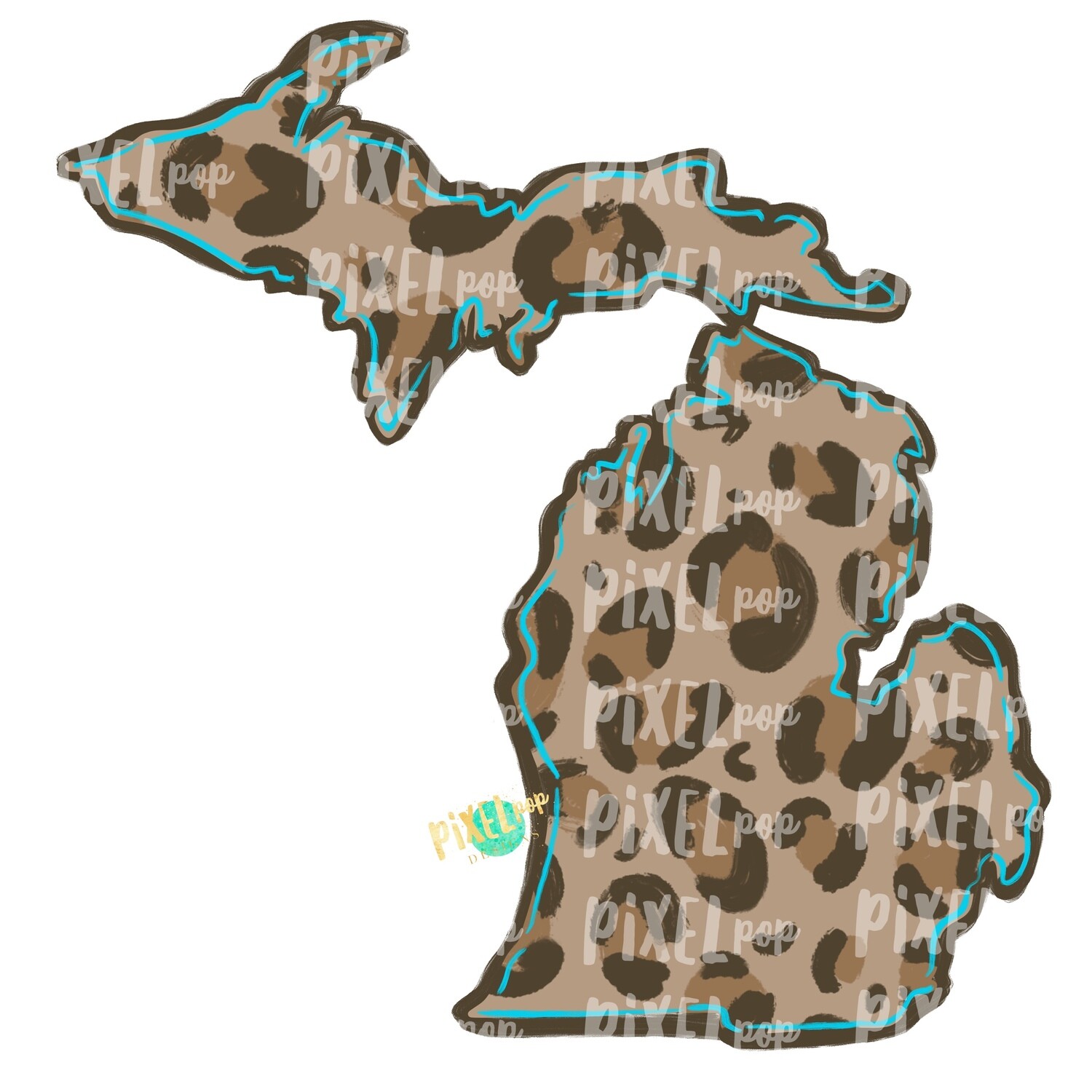 State of Michigan Shape Turquoise and Leopard PNG | Michigan | Home ...