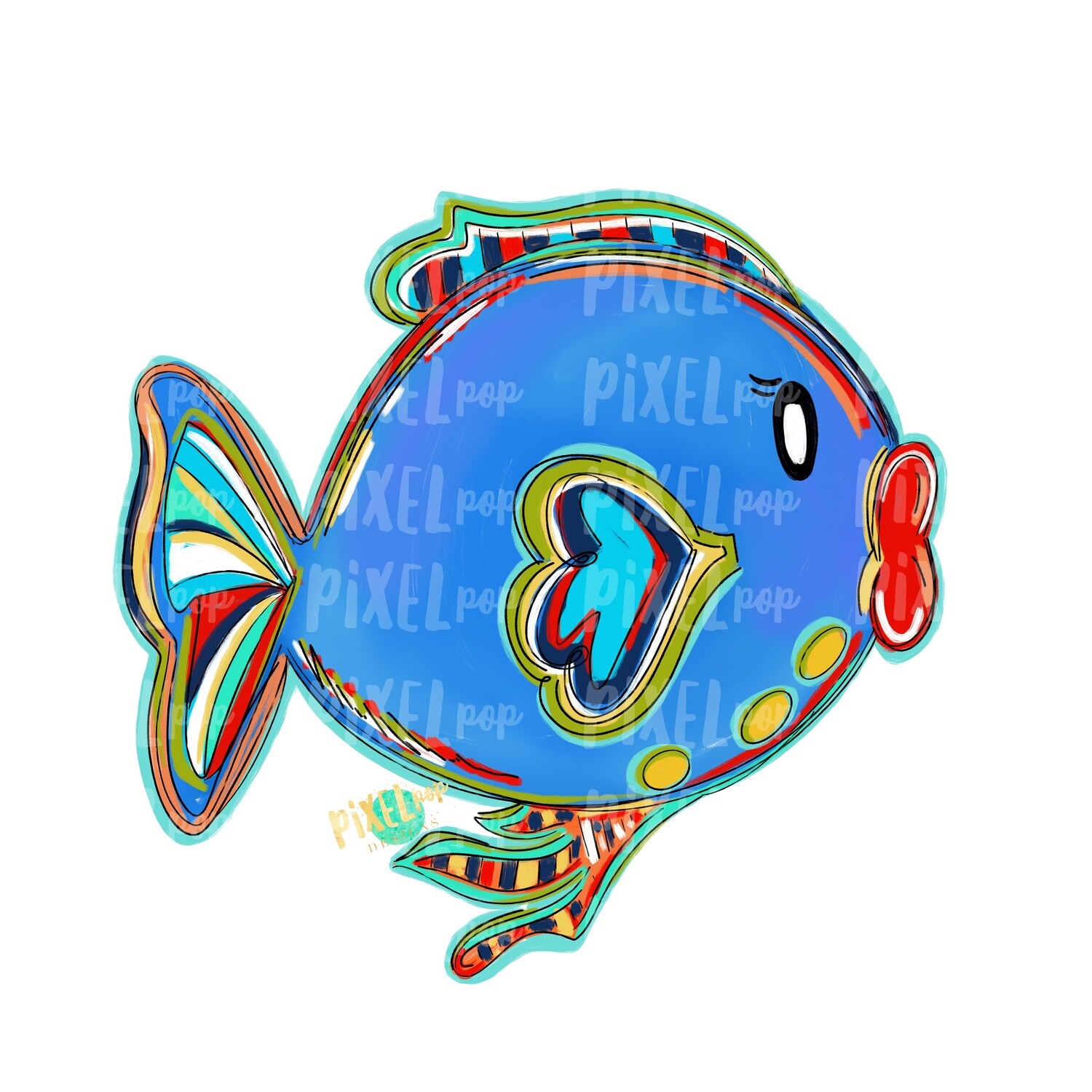 Bright Big Lips Fish Blue PNG | Fish | Fish Art | Fish Sublimation ...