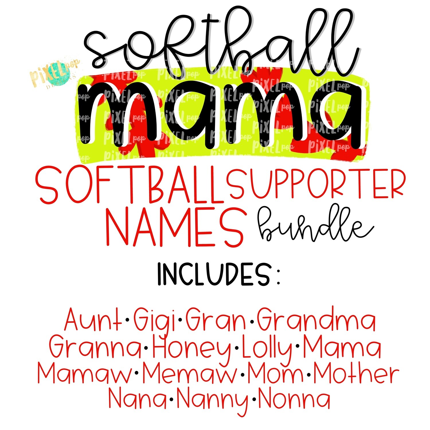 Softball Supporter Names Bundle - 16 Designs