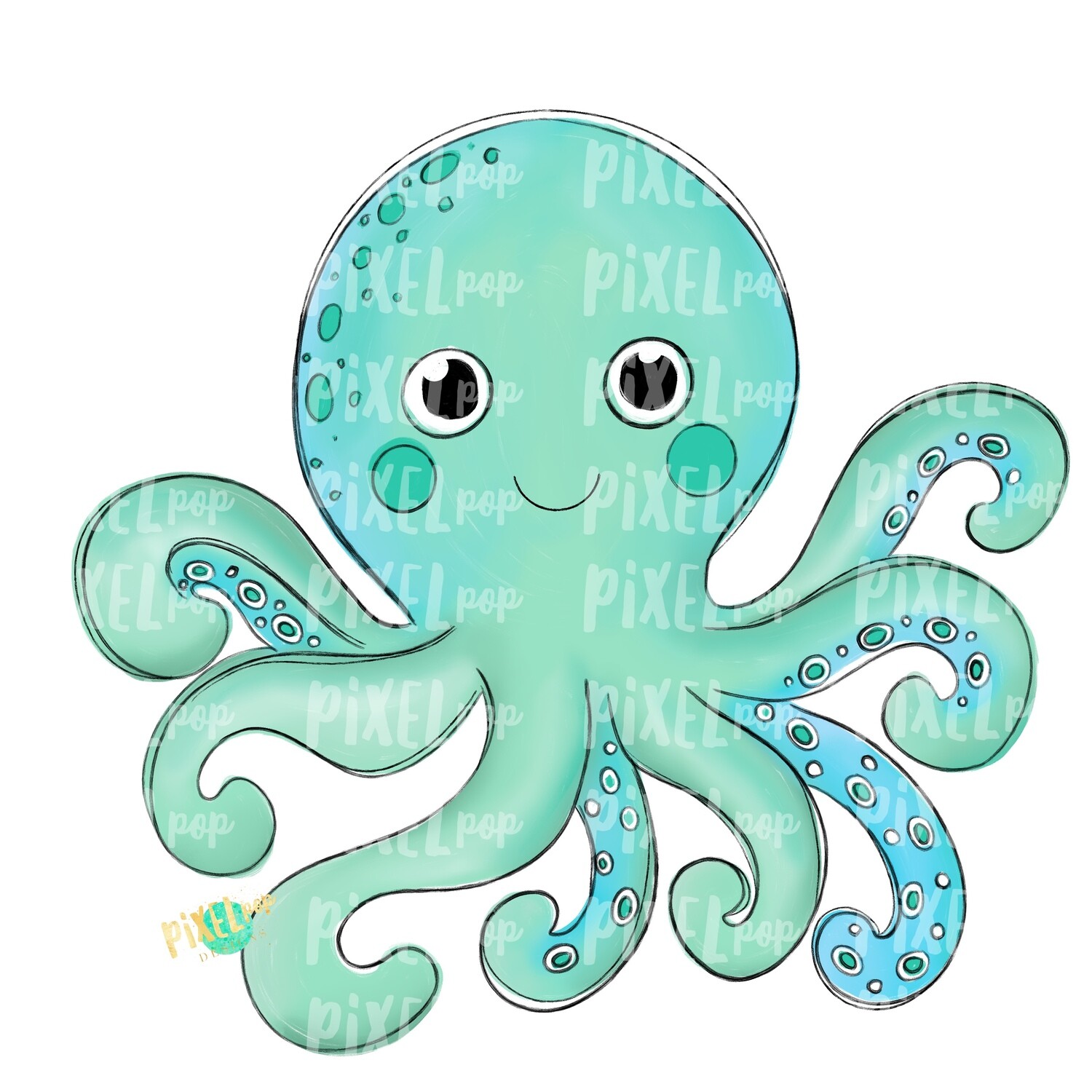 Aqua Octopus Art PNG | Octopus | Octopus Art | Octopus Sublimation ...