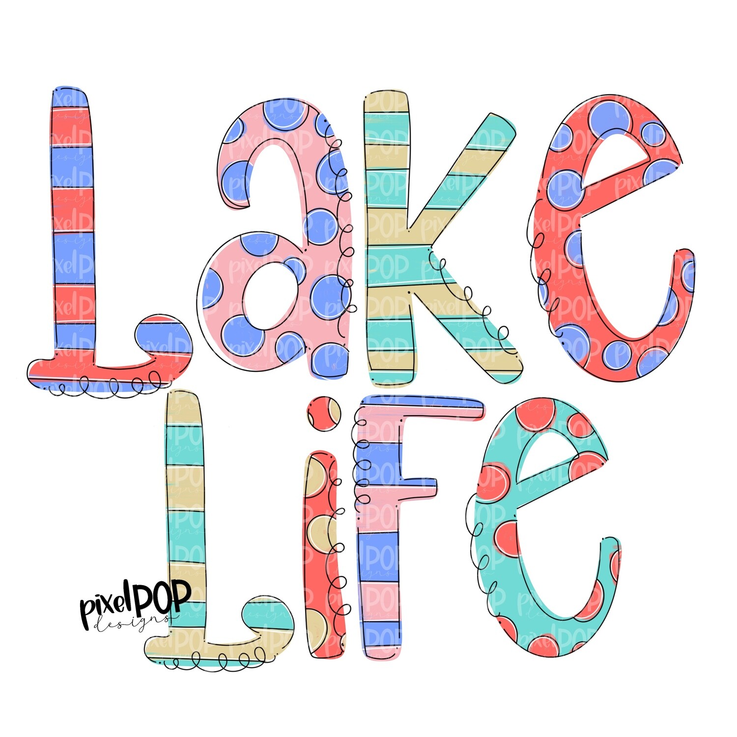 Lake Life Stripe Polka Dot PNG | River | Summer Design | Sublimation ...