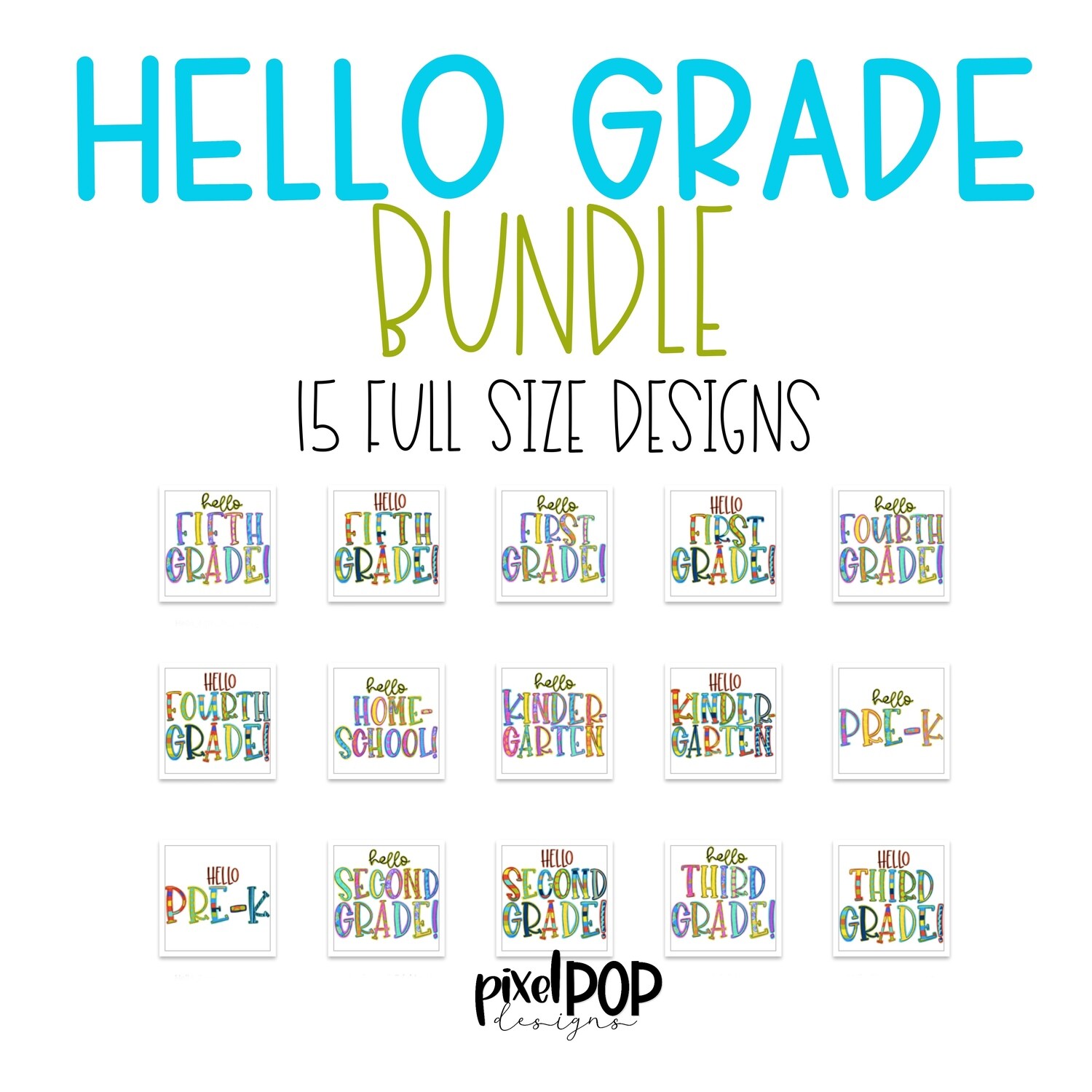 Hello Grade Level Bundle - 15 Full Size Designs - Homeschool, Pre-K ...