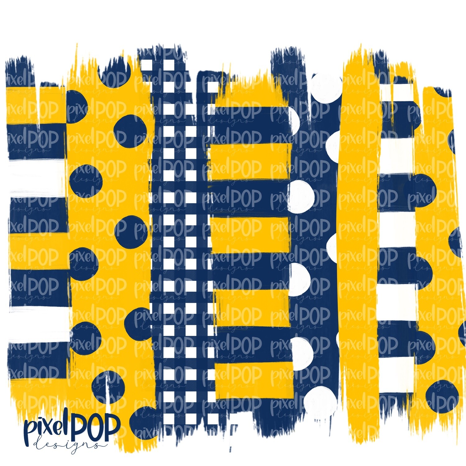 Navy and Yellow Stripe Polka Dot Brush Stroke Background PNG | Navy and ...