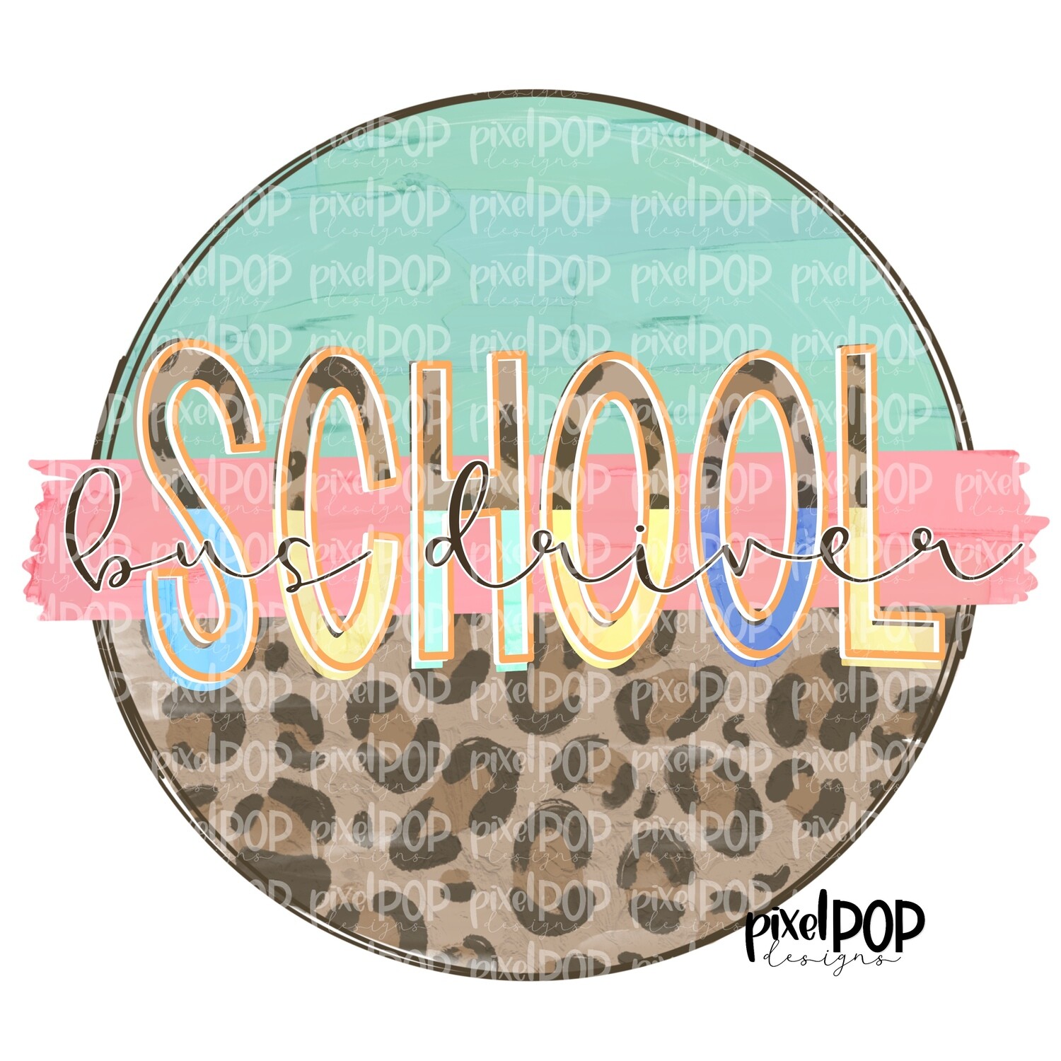 School Bus Driver Leopard and Mint PNG | School Bus Driver Design ...