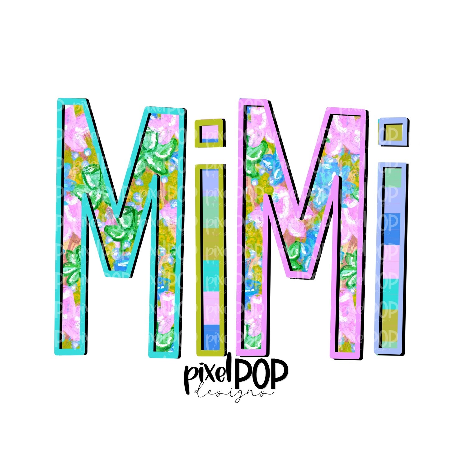 Mimi Floral and Stripe Design PNG | Mimi Art | Mimi Design | Hand Drawn ...