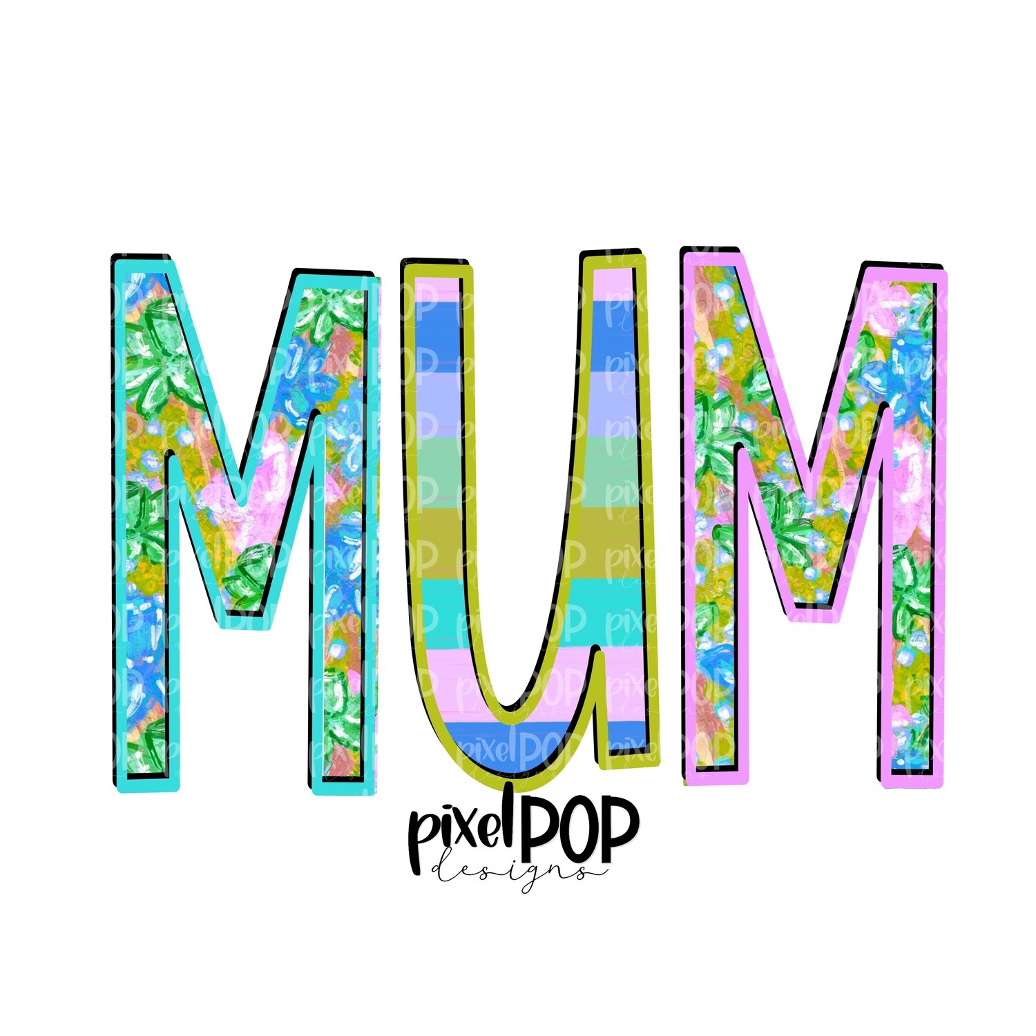 Mum Floral and Stripe Design PNG | Mum Art | Mum Design | Hand Drawn ...