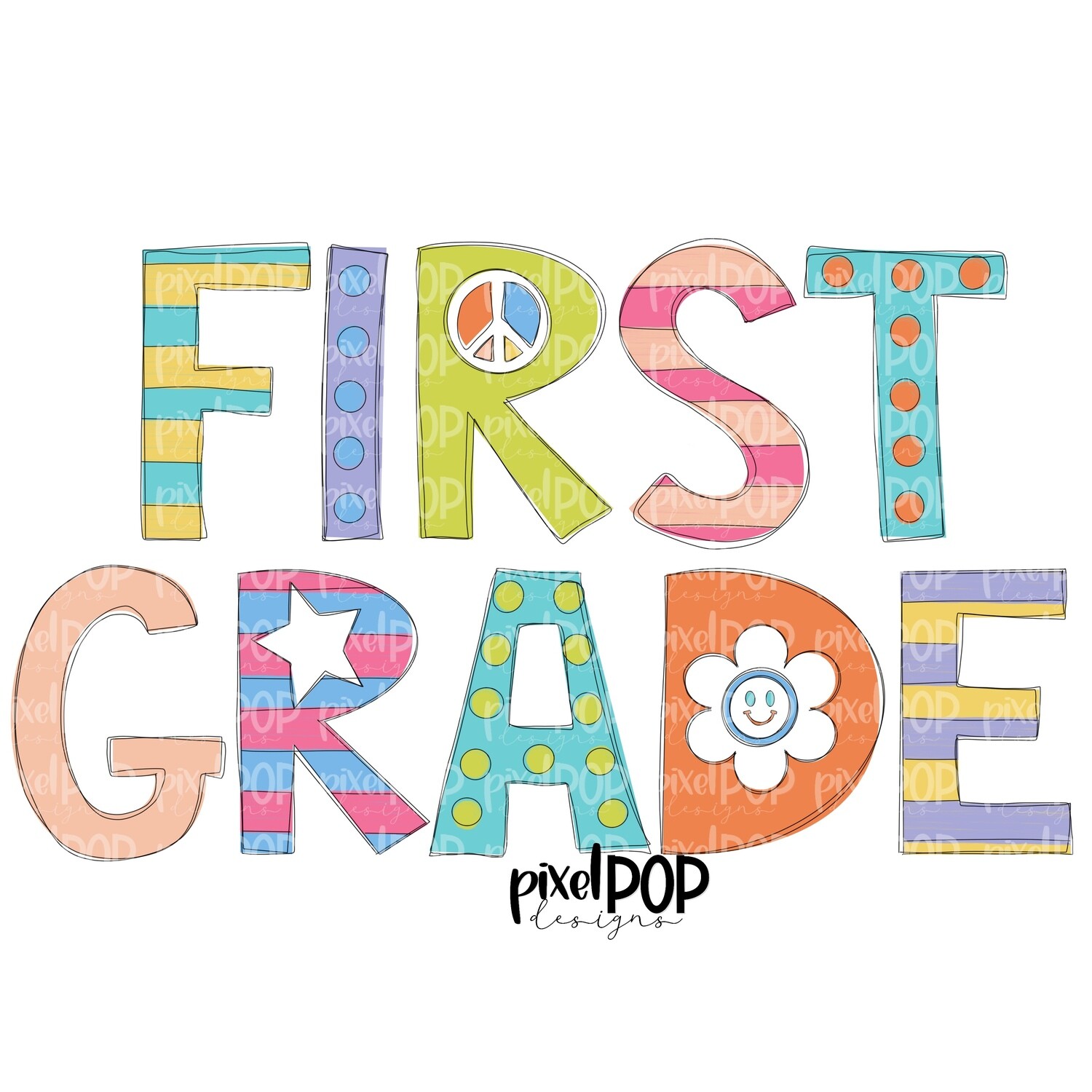 Peace Love School - First Grade PNG Design | School Design ...