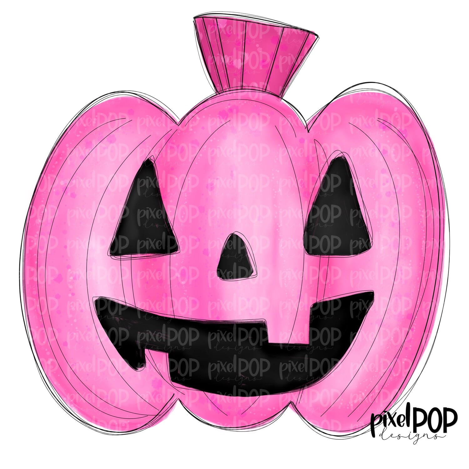 Pink Jack-o-Lantern Pumpkin with Sublimation Halloween PNG | Hand Drawn ...