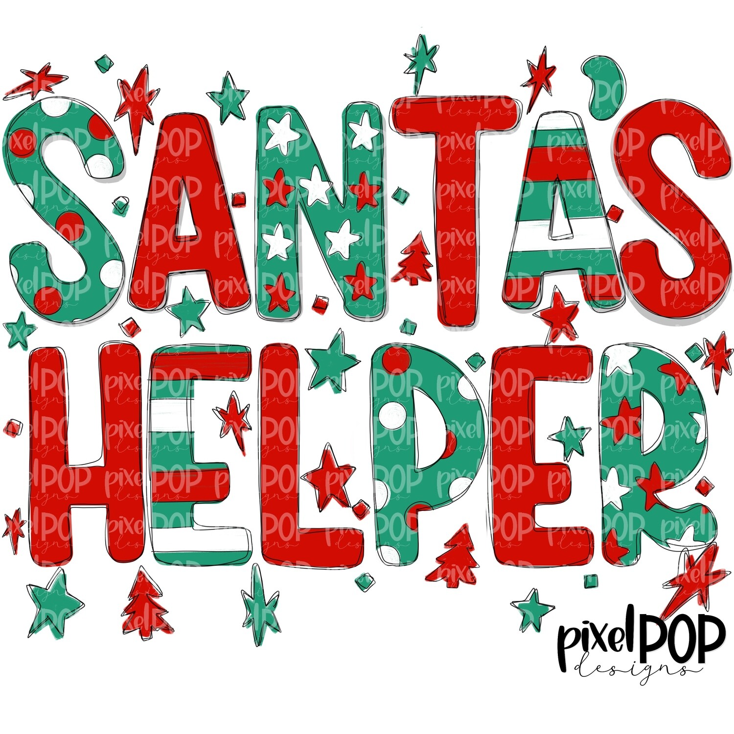Santa's Helper Festive Hand Painted PNG | Christmas Design | Holiday ...
