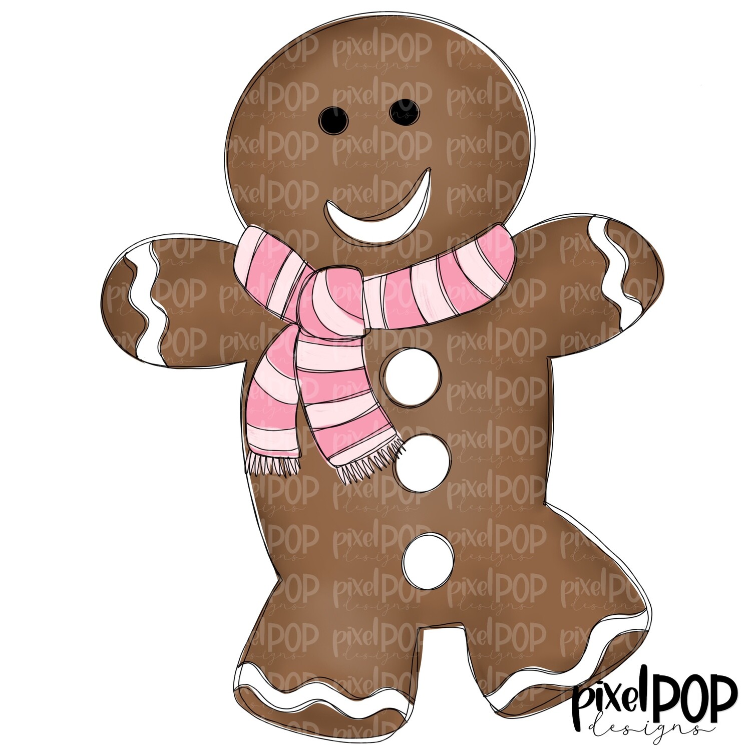 Gingerbread Girl Pink Scarf PNG | Christmas Cookie | Gingerbread Cookie ...