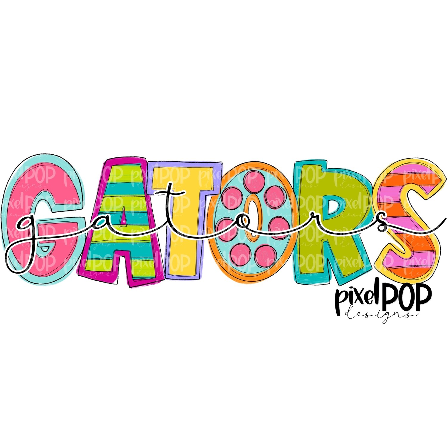 Funky Block and Script Mascots Gators PNG | Team Sublimation Design ...