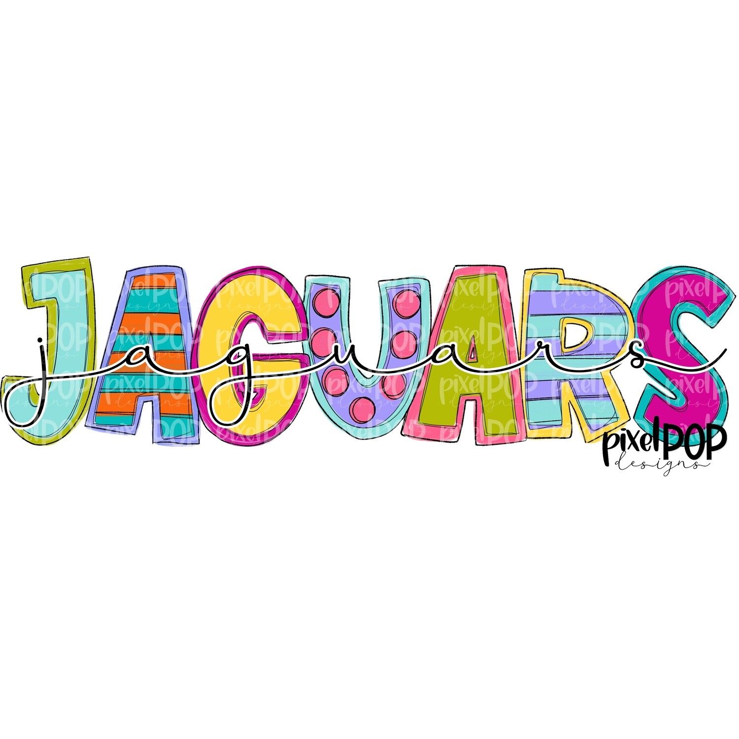Funky Block and Script Mascots Jaguars PNG | Team Sublimation Design ...