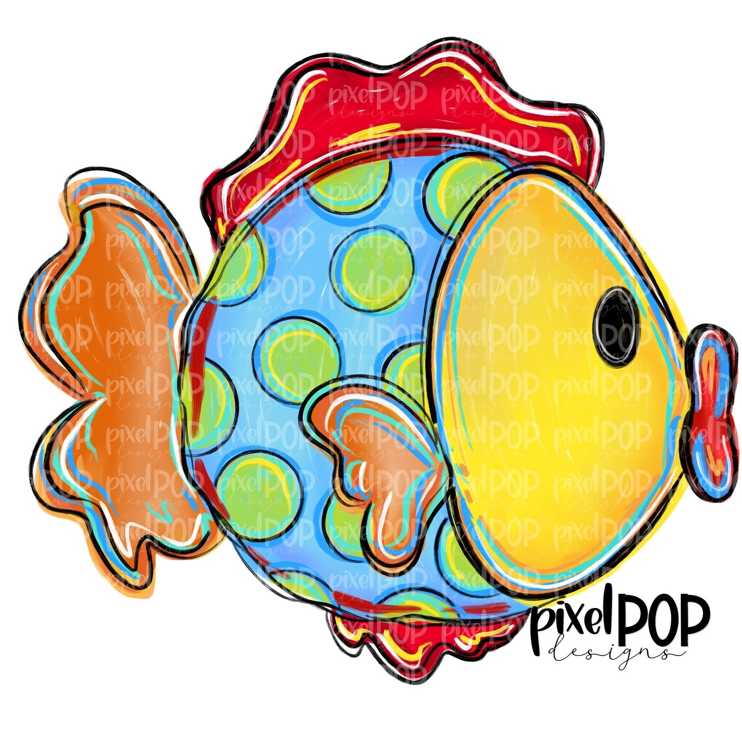 Tropical Polka Dot Fish Boy PNG | Fish | Fish Art | Fish Sublimation ...
