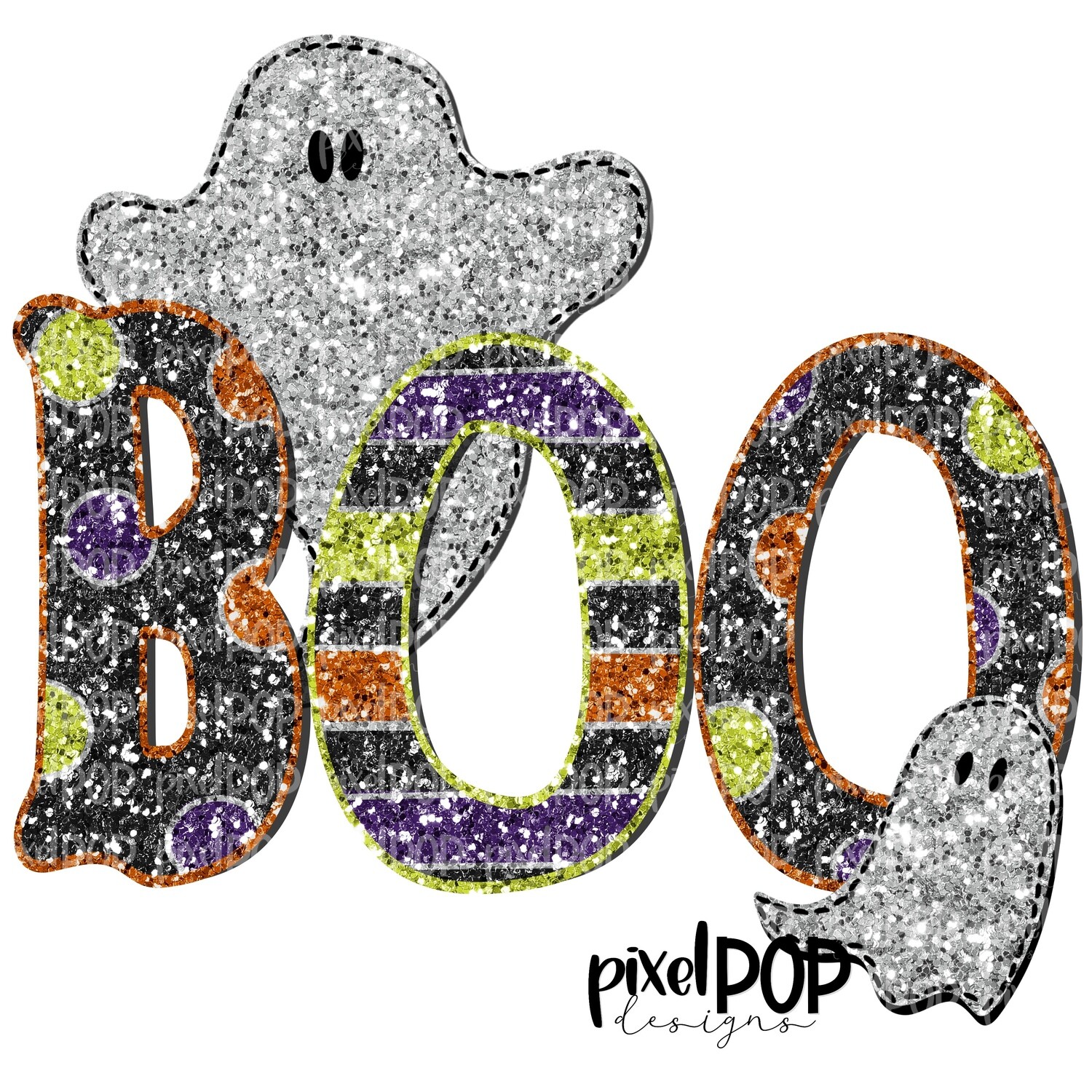 BOO Ghosts Glitter Sequin PNG | Halloween Design | Hand Painted Design | Sublimation PNG ...