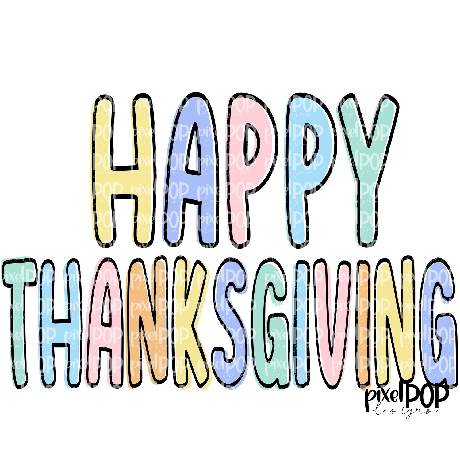 Happy Thanksgiving Pastel PNG | Thanksgiving Sublimation | Digital Art ...