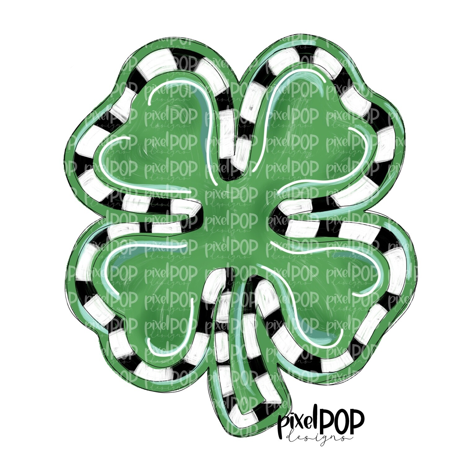 Shamrock Four Leaf Clover Saint Patrick's Day PNG with Black and White ...