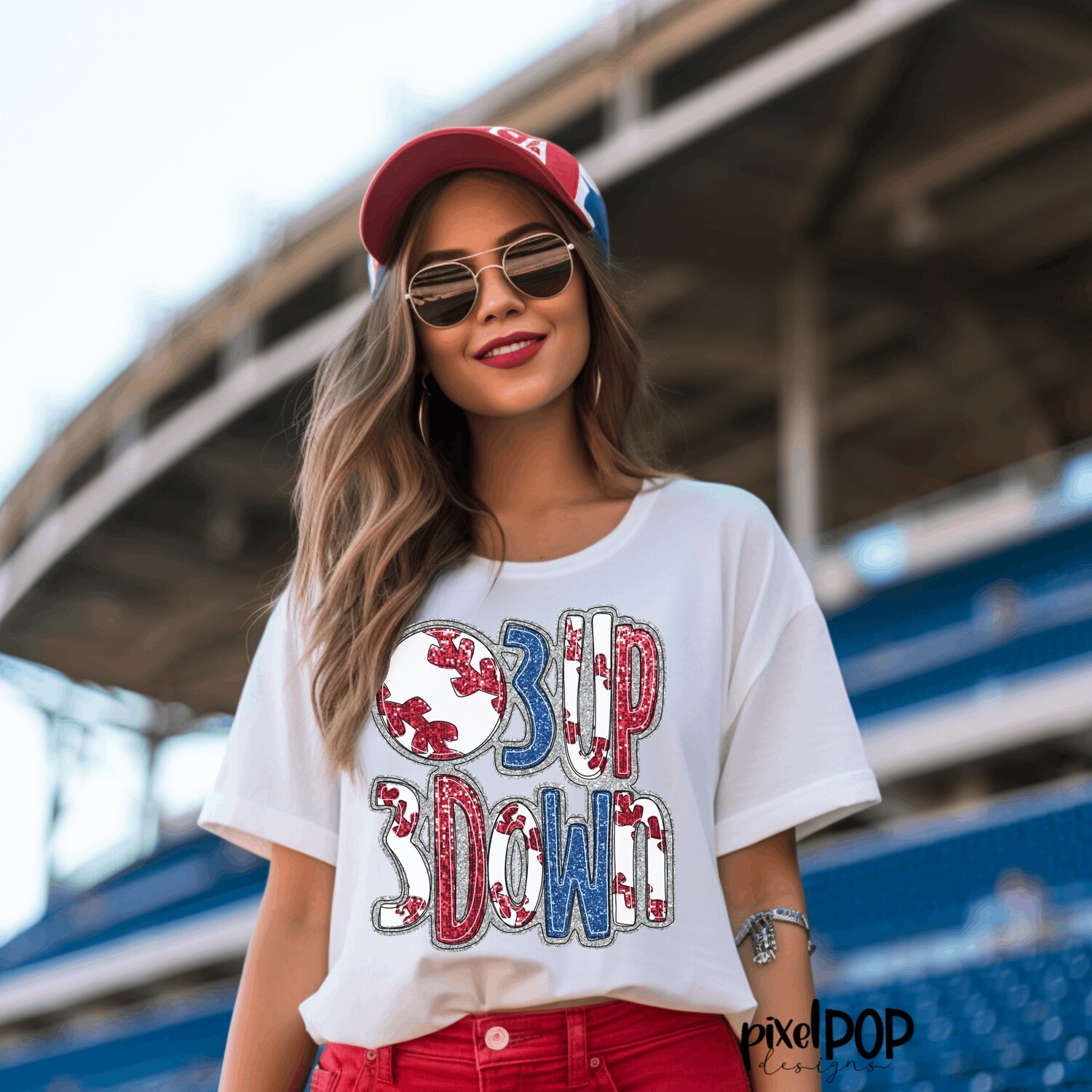 Three (3) Up Three (3) Down Baseball Faux Glitter PNG Design | Baseball ...