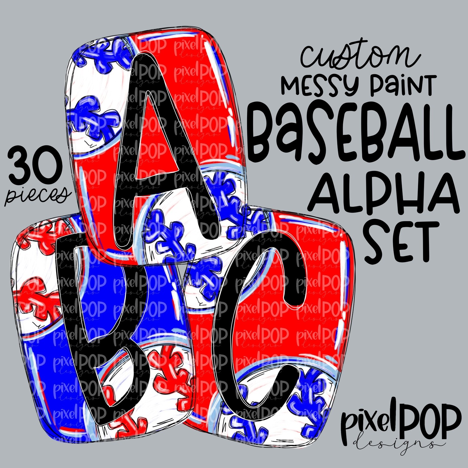 CUSTOM TEAM COLORS - Baseball Alphabet Set