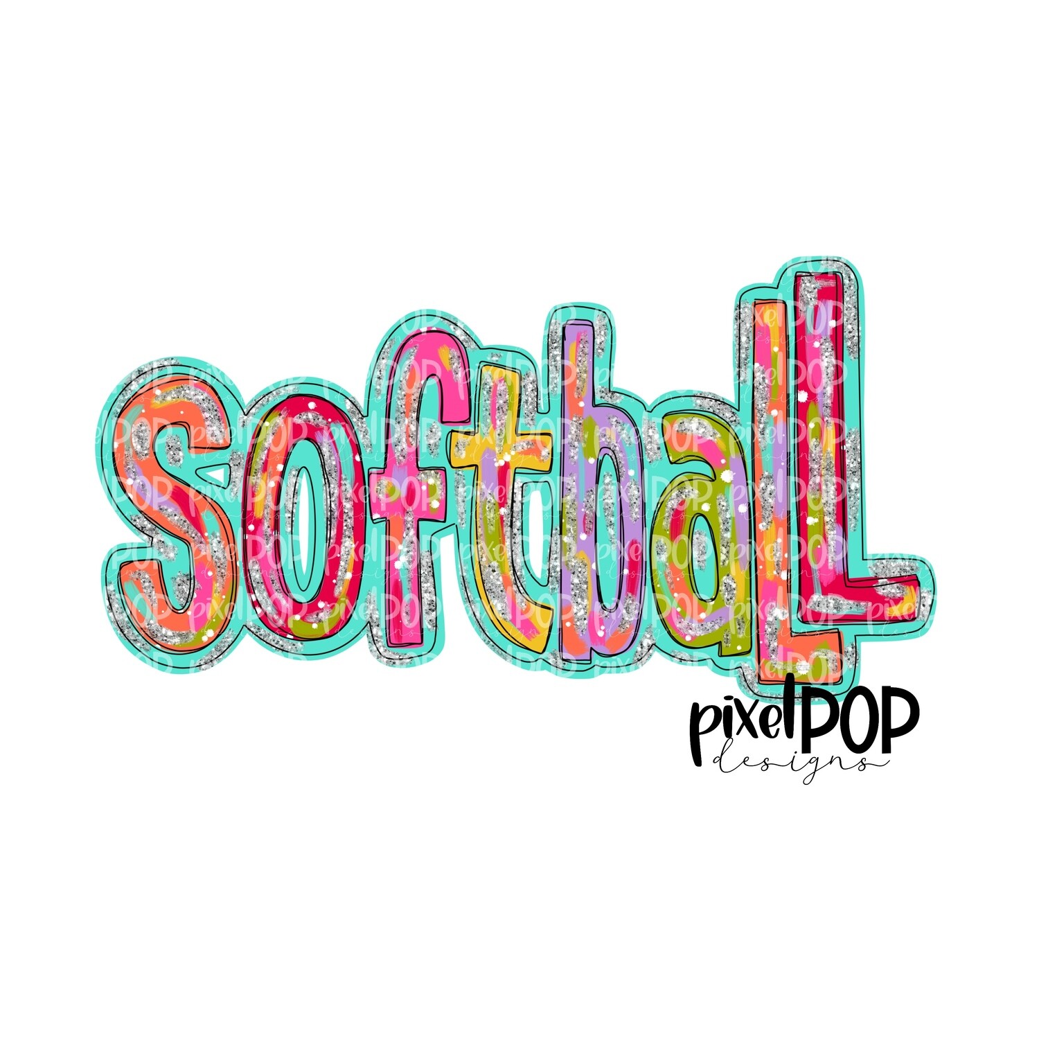 Softball Silver Glitter Glitz PNG Design | Softball Design ...