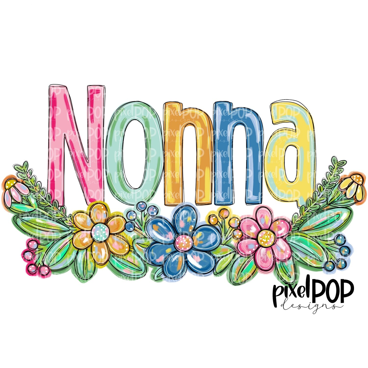 Nonna Spring Floral PNG | Mother's Day Sublimation Design | Hand ...