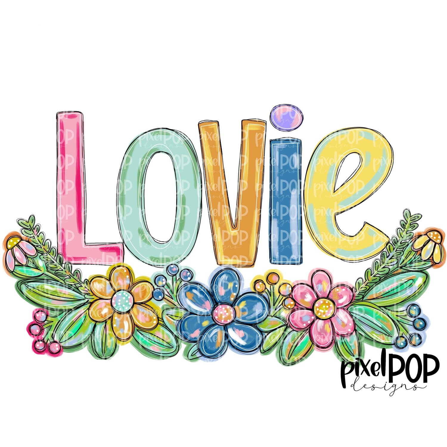 Lovie Spring Floral PNG | Mother's Day Sublimation Design | Hand ...