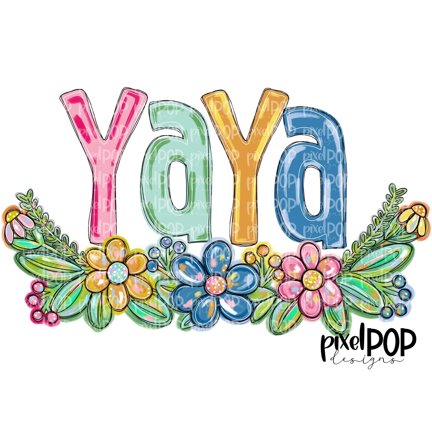 Yaya Spring Floral PNG | Mother's Day Sublimation Design | Hand Painted ...