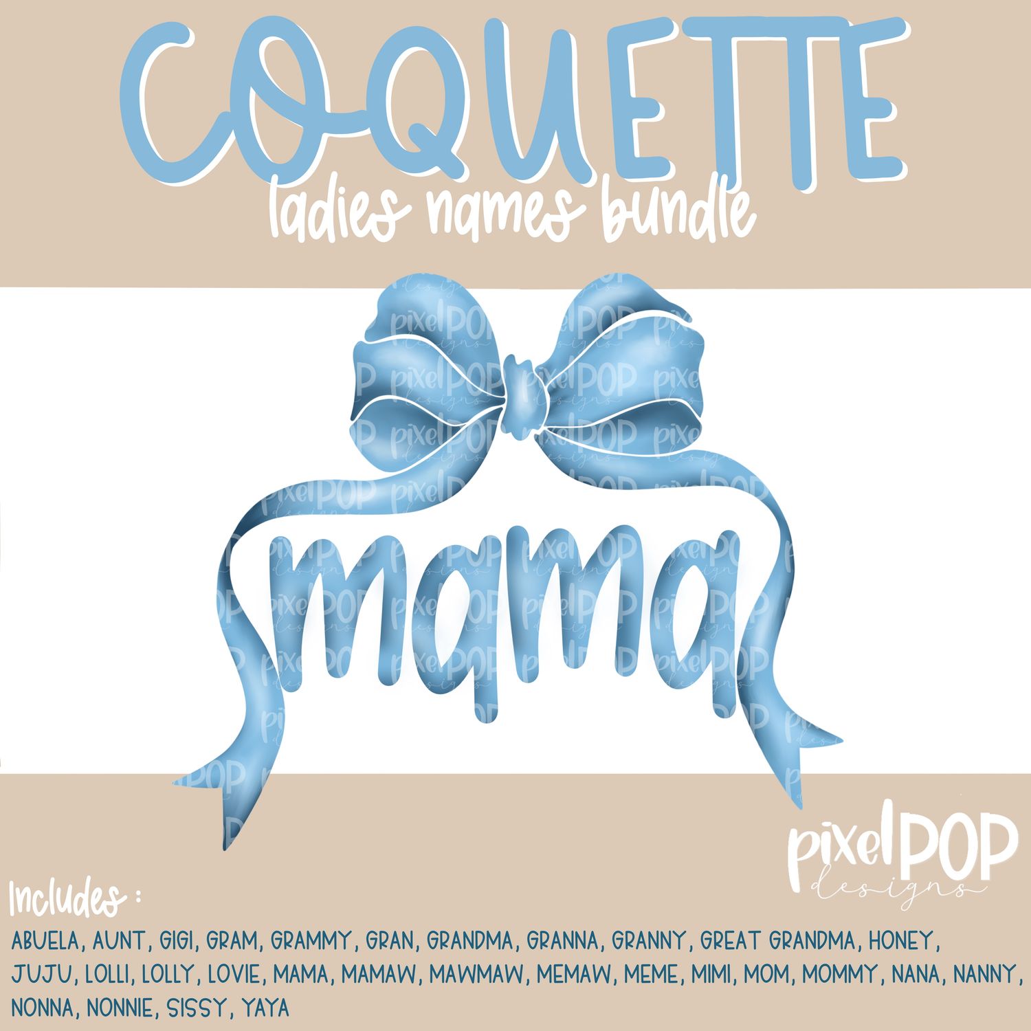 Coquette Bow Ladies Names Bundle Mother's Day PNG (29 Files) | Mother ...