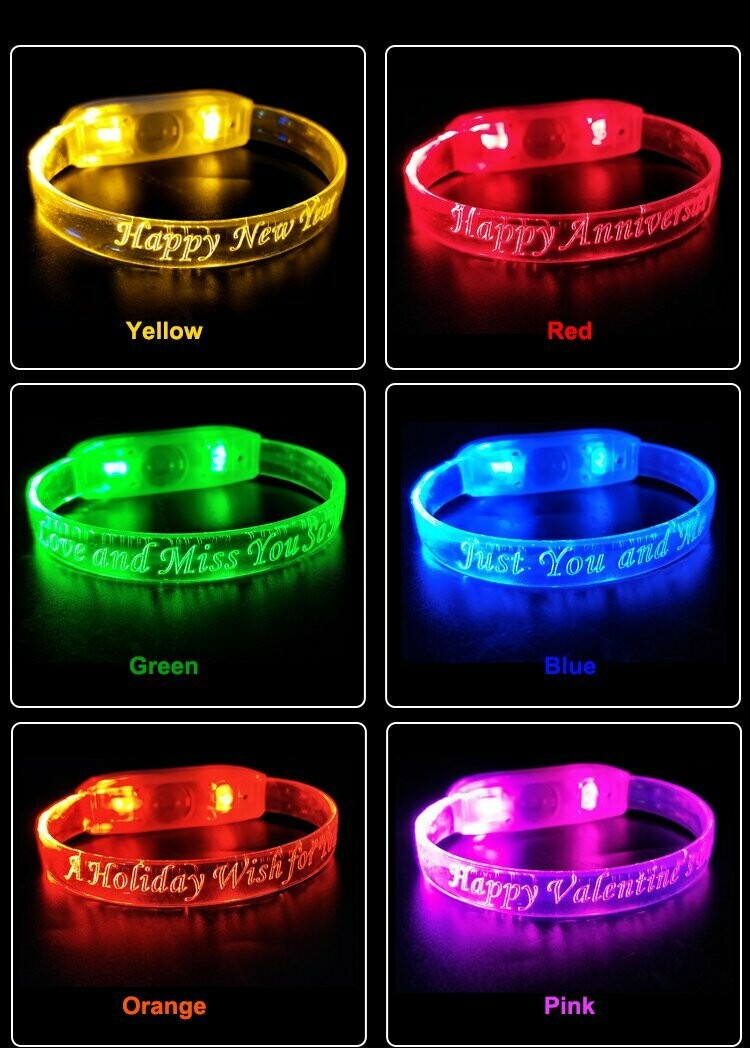 NEU Akustik + Motion Sensor actives LED leucht Armband transparent ...