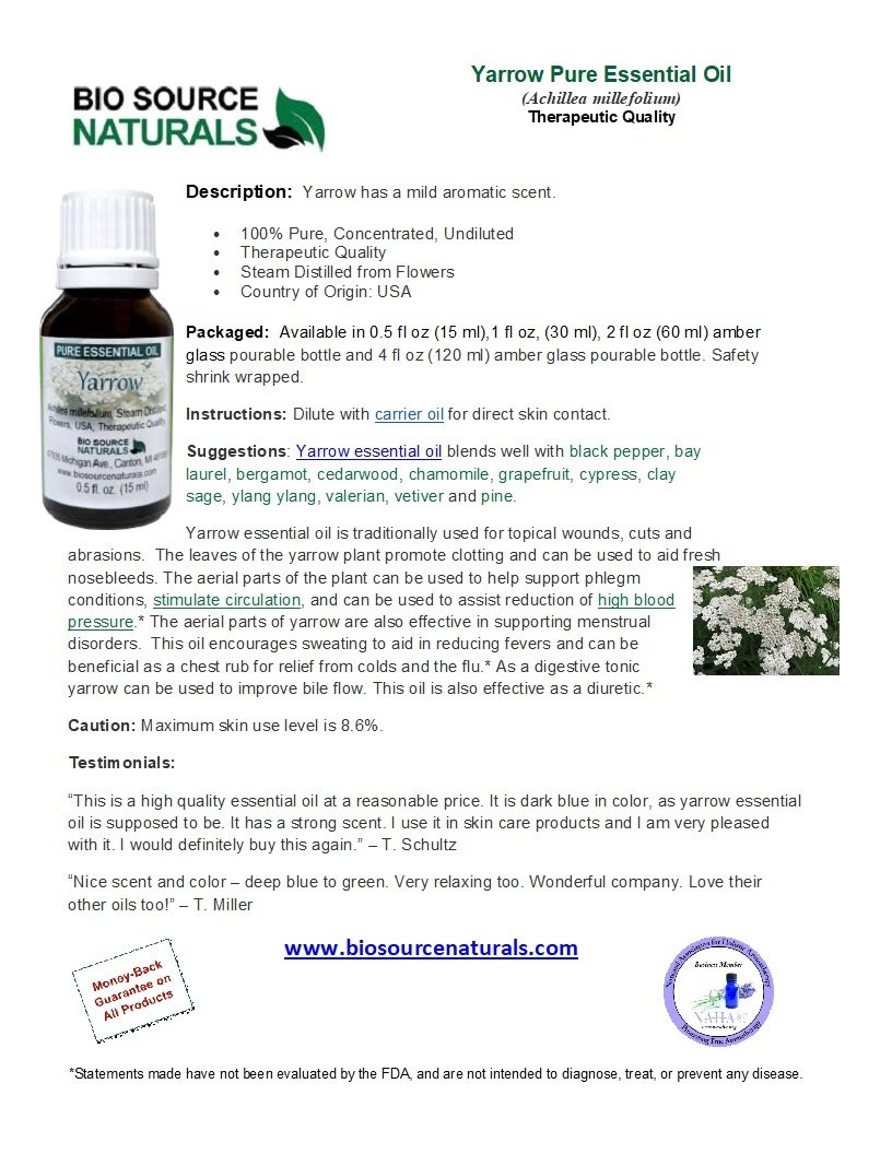Download Yarrow Pure Essential Oil Product Bulletin | Store - Bio ...