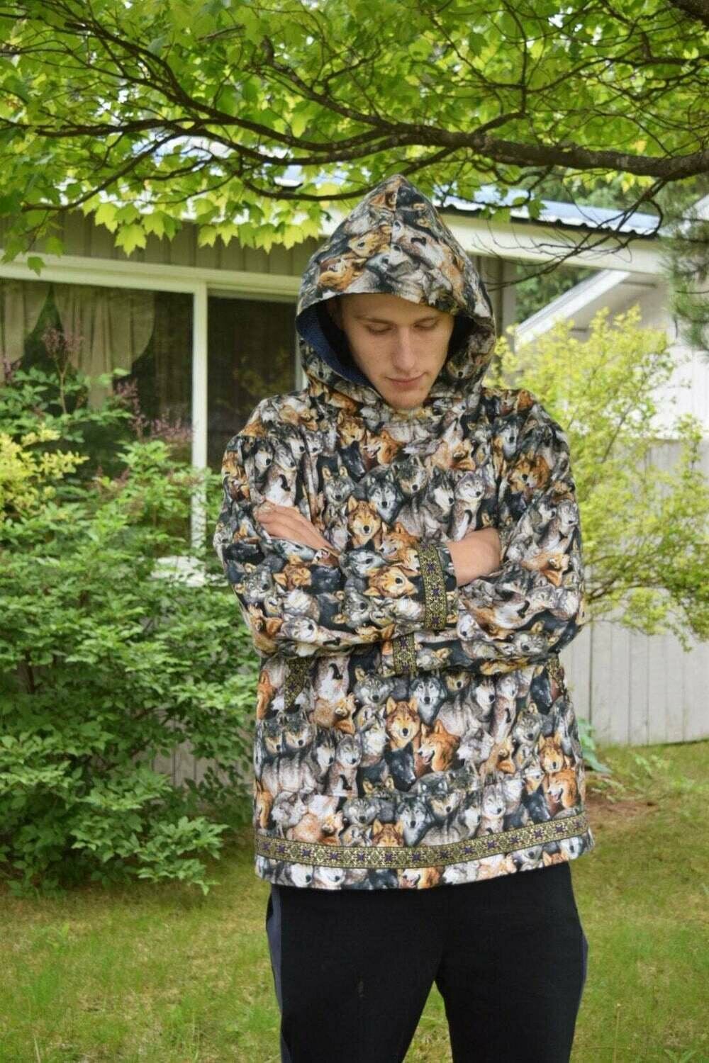 Men Kuspuk wolf Kuspuk Jacket alaska kuspuks