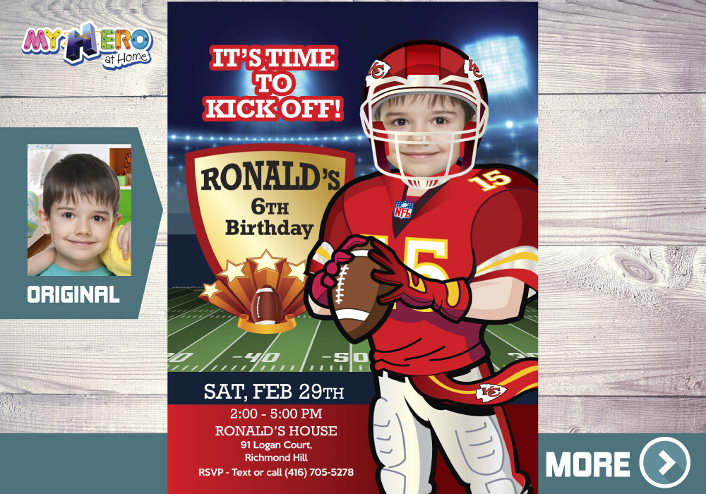 Kansas City Chiefs Invitation. Chiefs Football Party.